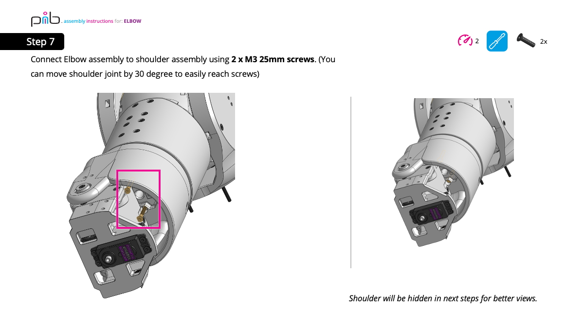 Step 4b: Build pib's elbow - pib | The 3D Printable Robot