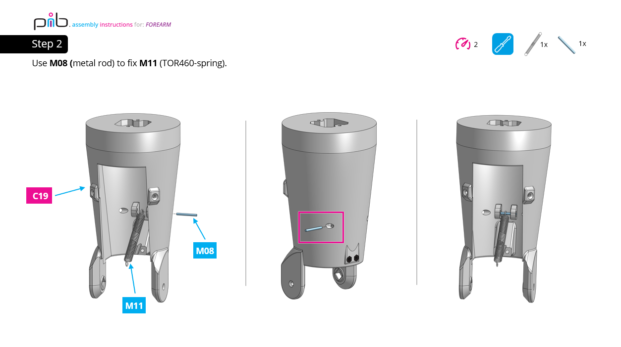 Step 2c: Build pib's forearm - pib | The 3D Printable Robot