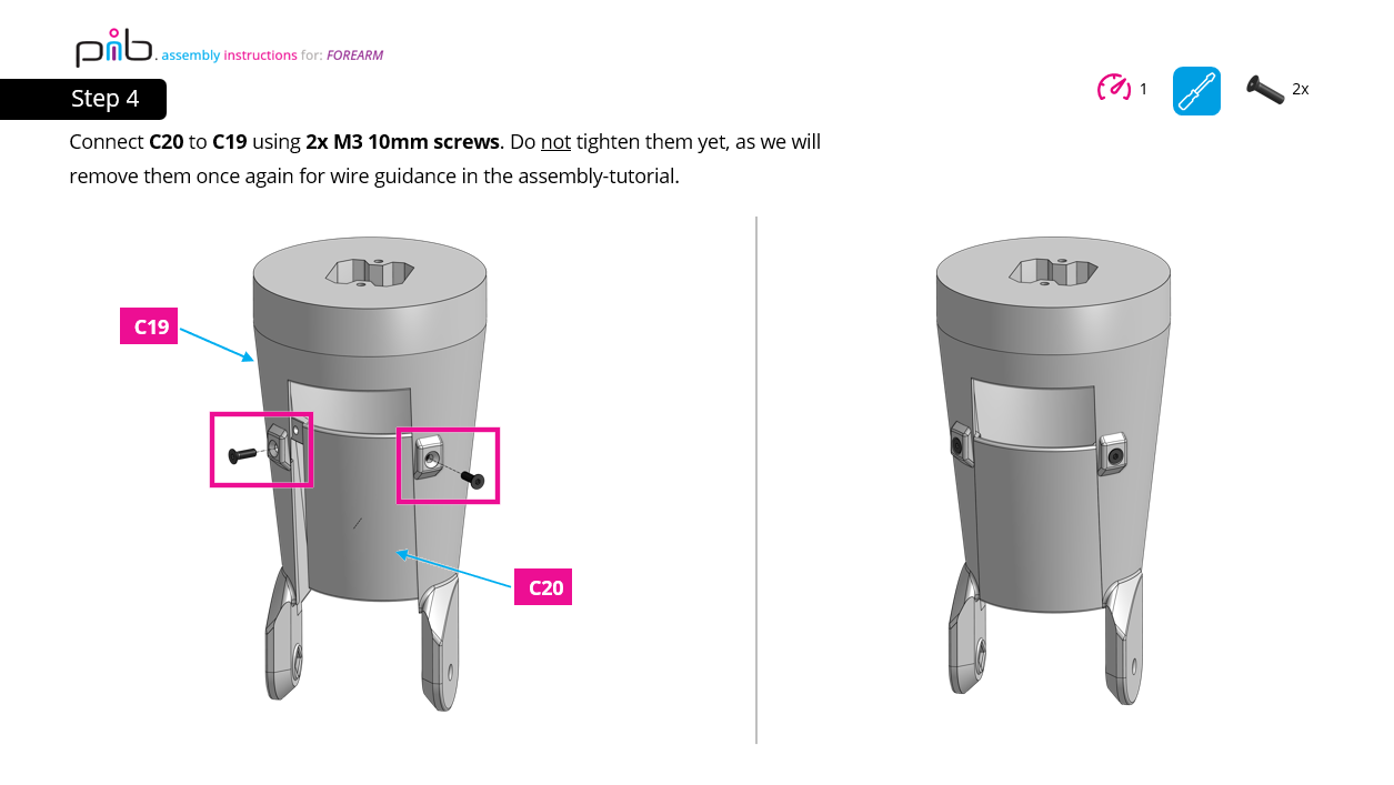 Step 2c: Build pib's forearm - pib | The 3D Printable Robot